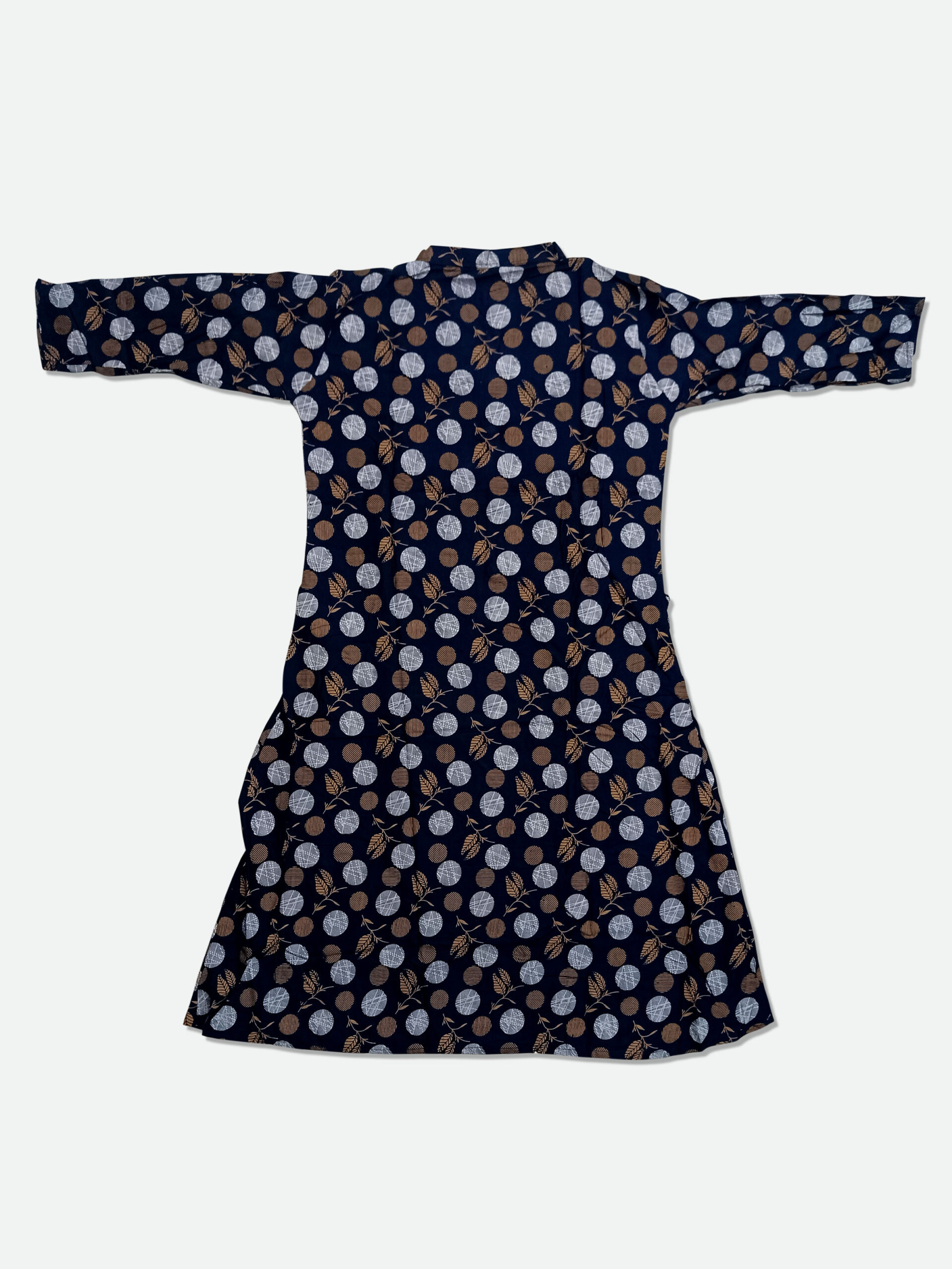 Cotton Frock Kurti with Collar in Dark Navy Blue Color - Trending Libas